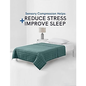 YnM Exclusive Kids Cooling Weighted Blanket, Smallest Compartments with Glass Beads, Bed Blanket for One Person of 60lbs, Ideal for Twin Bed (41x60 Inches, 7 Pounds, Sea Grass)