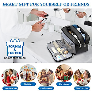 Multi Pockets Toiletry-Bag for Women Men Travel Essentials,Travel-Makeup-Bag Leather Hanging Travel Bag for Travel Size Toiletries,Travel-Accessories,Dorm Room Essentials,Cosmetic Makeup Organizer Bag