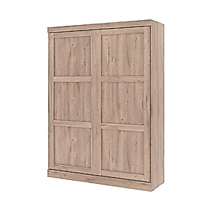 Bestar Pur Murphy, Space-Saving Wall Bed for Multipurpose Guest Room or Home Office, Queen, Rustic Brown
