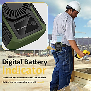 CozyHale Portable Waist Clip Fan, 2024 Upgrade Personal Hand-Frees Necklace Fan, Wearable Belt Fan with Rechargeble 10000 mAh Battery Operated, 20H Working Time, 3-Speeds, 12000RPM Airflow (Green)