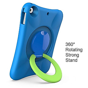 NLR FUN Pepkoo Kids Case for iPad, Shockproof Cover for 9.7” iPad 6th/5th Generation (2018/2017) / iPad Air 2 / iPad Air, Lightweight Full Body Protective with Foldable Handle/Stand Boy (Blue+Green)