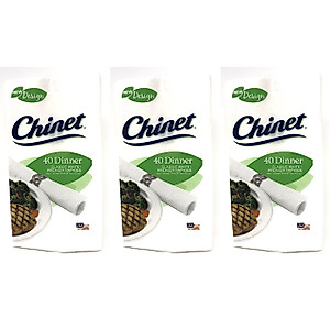 Chinet Classic White Premium Dinner Napkins, 2 Ply, 40 Count (Pack of 3)