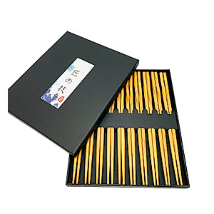 JapanBargain 4811, Bamboo Chopsticks Reusable Japanese Chinese Korean Wood Chop Sticks Hair Sticks, Dishwasher Safe, 10 Pair Gift Set