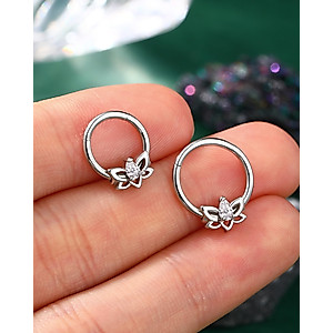 COCHARM Dragonfly Septum Rings for Women 16g Cute Septum Piercing Jewelry 8mm Stacked Daith Earrings 8mm Daith Hoop Rings Daith Piercing