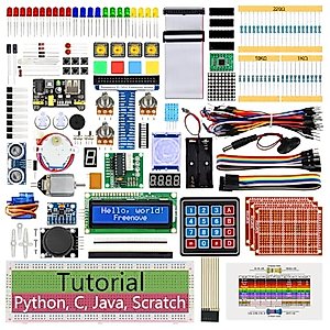 Freenove Ultimate Starter Kit for Raspberry Pi 5 4 B 3 B+ 400 Zero 2 W, 962-Page Detailed Tutorial, Python C Java Scratch Processing Code, 223 Items, 128 Projects (Raspberry Pi NOT Included)