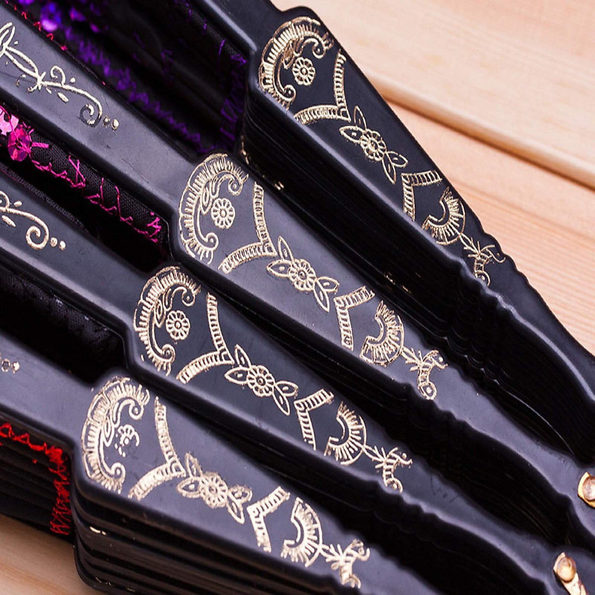 IADZ Folding Fan,Decorative Fan Peacock Pattern Folding Hand Held Fan Embroidered Sequin Party Wedding PromDecorative Fans