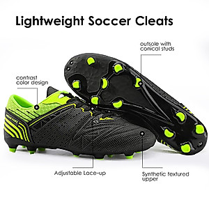 DREAM PAIRS Mens Cleats Football Soccer Shoes,Size 10,Black/Neon/Green,160859-M