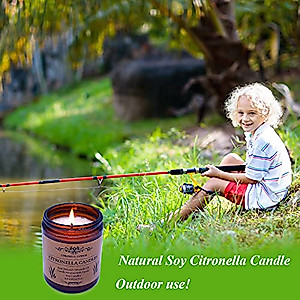 2 Packs 8 Oz Citronella Candles Outdoor Indoor, Glass Jar Candles Gift Set up to 110 Hours Burning, 100% Natural Soy Wax Candles, Long Lasting Lemongrass Scented Candle for Garden, Patio