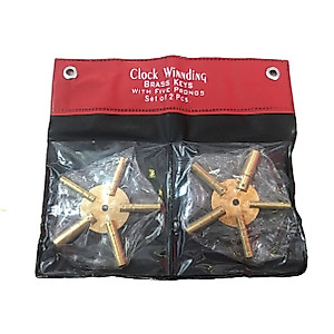 Universal 5 Prong Brass Clock Key for Winding Clocks, Odd and Even Numbers with Cover from Brass Blessing (5192)