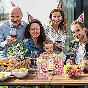 Riosy 200 Pieces Popcorn Boxes Red and White Popcorn Containers Bulk Close Top Paper Popcorn Box Party Favor for Movie Parties and Theater Night, 6 x 4 x 2 Inch