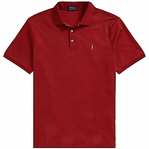 POLO RALPH LAUREN Men's Big and Tall Short Sleeve Pima Soft-Touch Polo Shirt (4XB, WineSigPny)