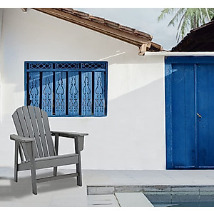 VOQNIS Adirondack Chairs HDPE Use Pool Patio Deck Garden Backyard Fire Pit Chairs (Grey)