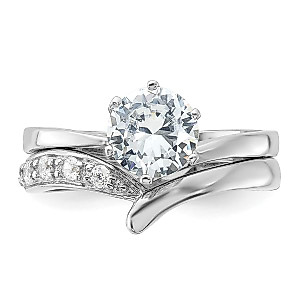 IceCarats 925 Sterling Silver Cubic Zirconia CZ Wedding Band Engagement Ring Bridal Jewelry Set