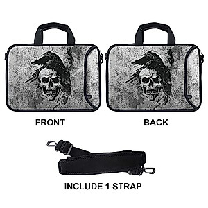 WIRESTER 15 inch Laptop Tablet Sleeve Shoulder Bag Carrying Case with Adjustable Strap Compatible with Asus Dell Lenovo HP Sony Acer - Gray Skull Raven