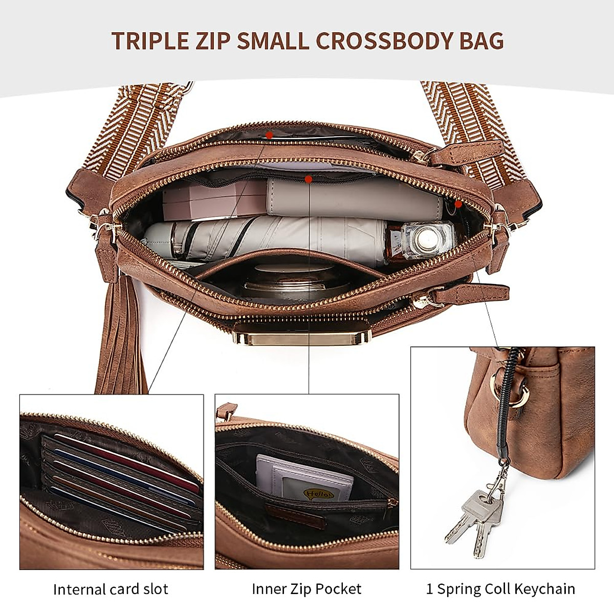 pclove Cross Body Bag Purse for Women Crossbody Purses Crossbody Bags for Women Trendy Vegan Leather Women's Crossbody Handbags Small Crossbody Purse Bag With Shoulder Strap for Travel, Brown