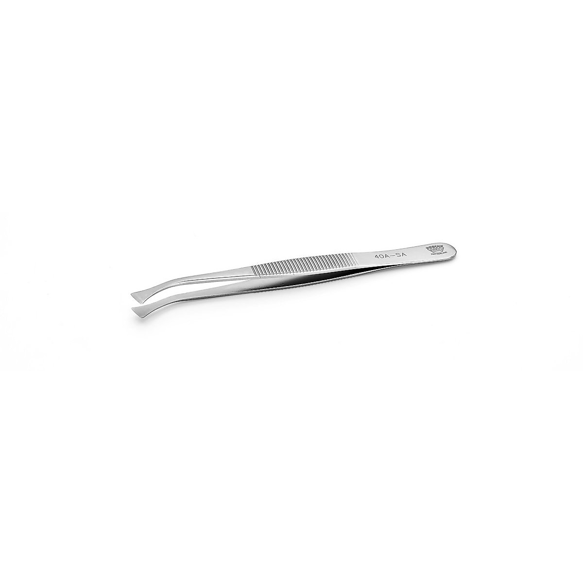 Regine 40A-SA- Flat Points, Curved Tip with Serrated Handle - Tweezer - Antimagnetic, Anti-Acid Steel - Swiss Made - Watchmaking, Electronics, Medical, Wafer Handling Tweezers