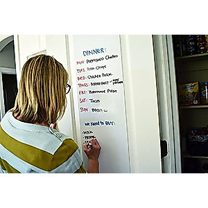 Kassa Whiteboard Wall Sticker Roll - 17.3 in Wide x 8 Ft Long with 3 Dry Erase Markers, Ideal for Classroom, Home, and Office Use - Customizable Adhesive Whiteboard & Can Stick on Any Flat Surface