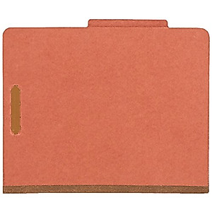Amazon Basics Letter Size Pressboard Classification File Folder with Fasteners, 2 Dividers, 2-Inch Expansion, Red - Pack of 10