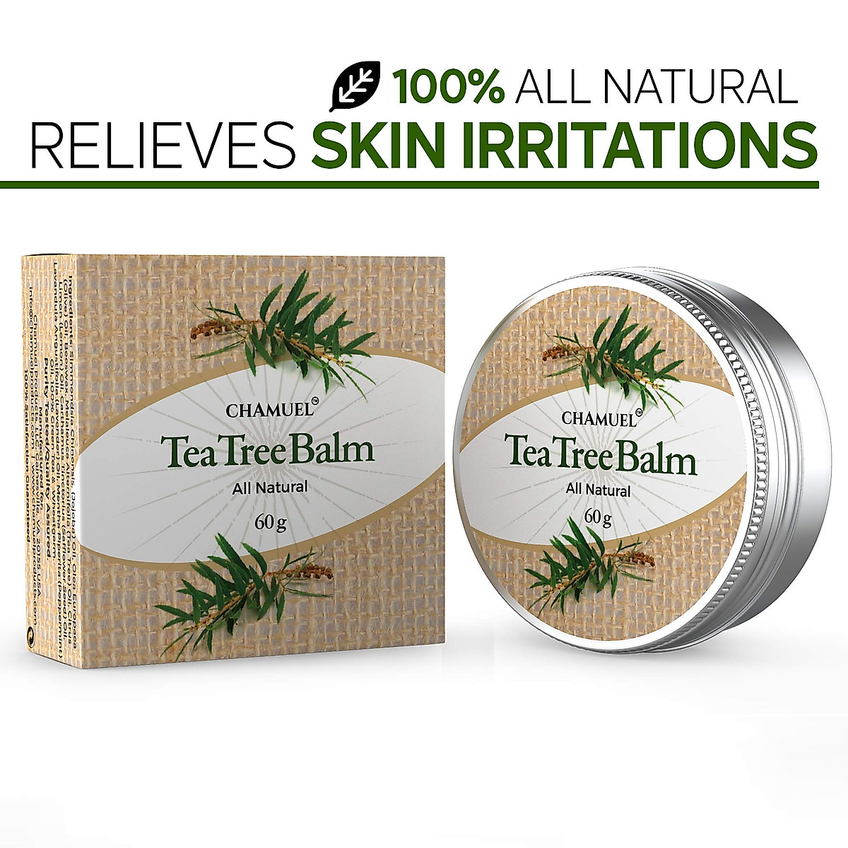Chamuel Tea Tree Oil Balm -100% All Natural | Great Cream for Soothing Irritations like Rashes, Insect Bites, Folliculitis, Acne, Itches, Dry Heels, Cuticles, Saddle Sores and more!