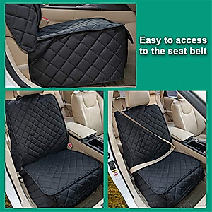 HAPYFOST Waterproof Front Seat Cover Dog Car Seat Covers Nonslip and Full Protection with Side Flaps Fits Most Cars, Trucks, SUVs(Black)