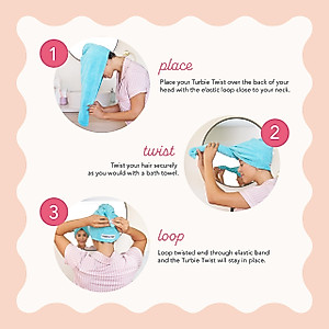 Turbie Twist 2-Pack Microfiber Hair Towel for Beauty, Travel, Gifting - Hair Wrap Turban for Straight, Wavy & Curly Hair - Premium Hair Care - Grey & Blue