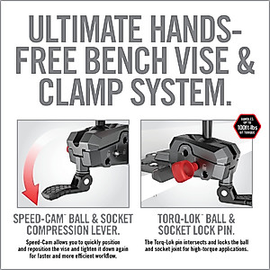 Real Avid Vise - 360° Swiveling Bench Vise for Optimal Positioning, Versatile Applications, 5" Jaw Width Vise for Cleaning, Maintenance, Woodworking & More High-Torque Applications up to 100 ft-lb