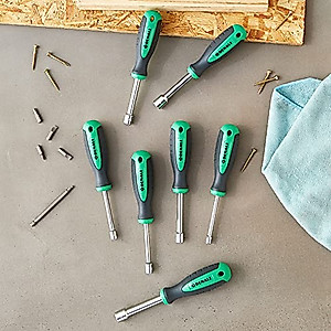 Amazon Brand - Denali 7-Piece Hollow Shaft Nut Driver Set with Cushion Grip Handles