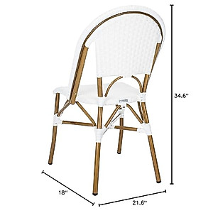 Safavieh Home Collection Hooper Indoor-Outdoor Stacking Side Chairs | Black & White | Set of 2