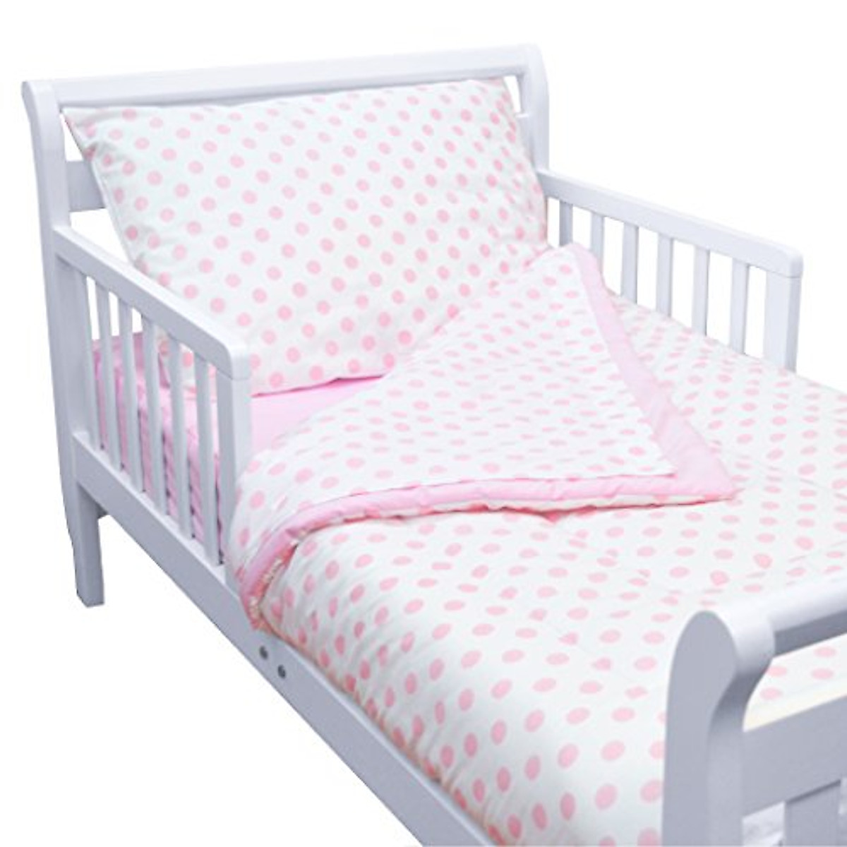 TL Care 100% Cotton Percale 4-Piece Toddler Bedding Set, Pink, for Girls