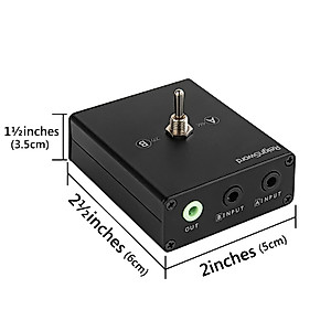 3.5 mm Audio Switcher, 2 Ports Audio Splitter Box (2 in 1 Out / 1 in 2 Out) Mini Headphone Manual Selector Converter with Bonus 47.2 in (120 cm) Cable, No External Power Required