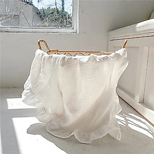 COCOAbi Baby Blanket in Baby's Breath White | 100% Cotton Muslin | Naturally Soft for Babies | Boho Colors & Pattern | Gentle Muslin Blanket | Eco-Friendly Material | Beautiful Baby Gift | 47” x 47”