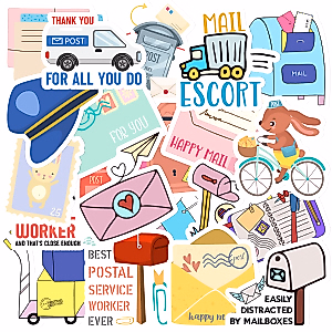 GOLEEX 20 Pack Pcs Waterproof Vinyl Postal Worker Sticker Items for Post Mailman Package Delivery Decor Packages Letter Carrier Stickers Decals Adults Men Laptop Computer Phone