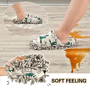 Kigai Microfiber Cleaning Slippers Summer Cactus Washable Mop Shoes Slipper for Men/Women House Floor Dust Cleaner, Size L