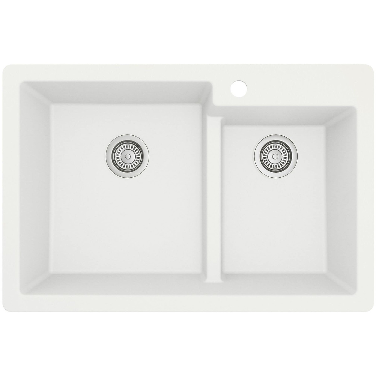 Karran QT-811 33" Top Mount Large/Small Bowl Quartz Kitchen Sink in Black