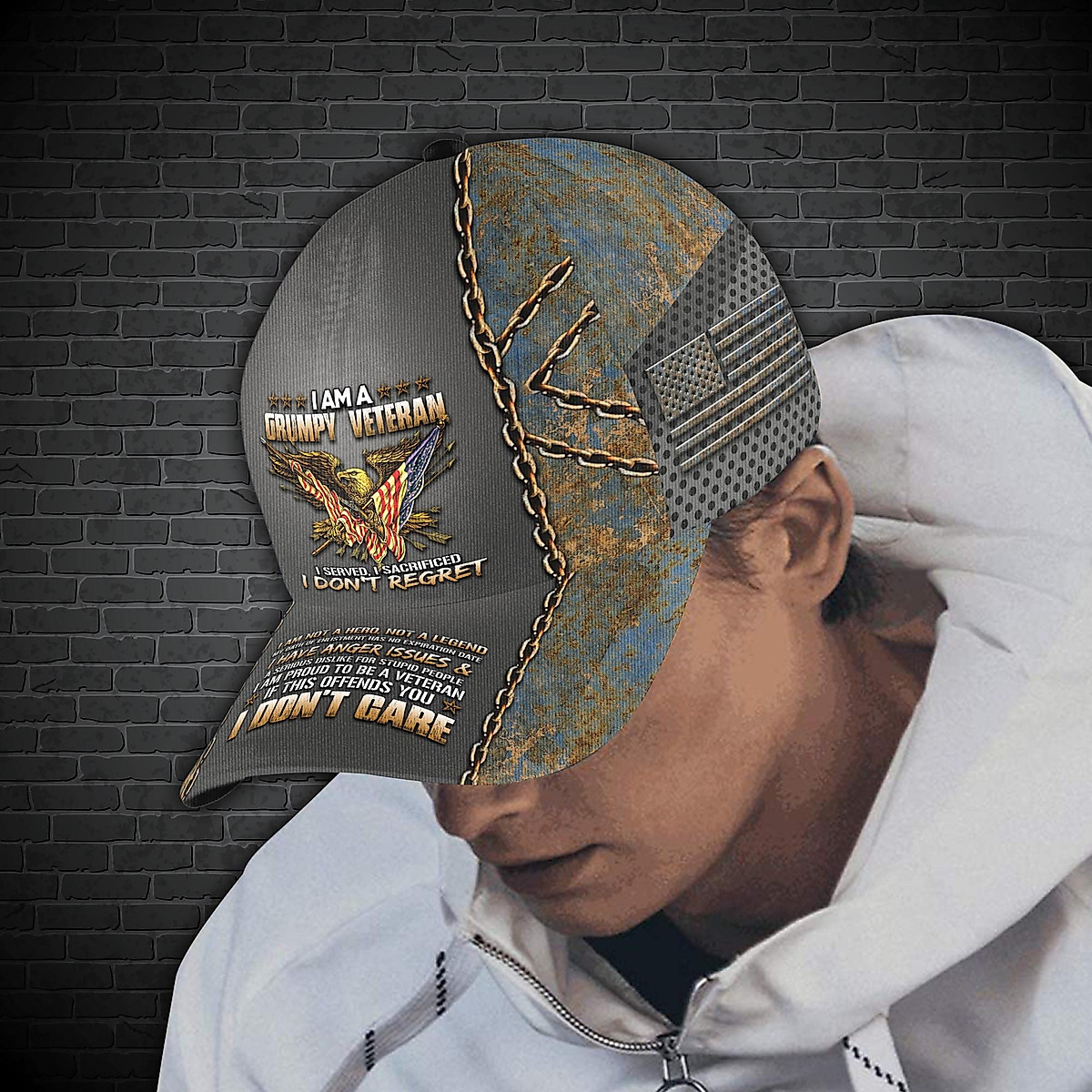 V VIBEPY Veteran Cap, Vietnam Veteran Cap, Veteran Gift, Soldier Cap, Veteran Day Gift, Veteran Cap, Veteran Hat, Veterans Hat, Us Veteran Baseball Cap, Memories Cap, Bald Eagle All Over Printed Cap