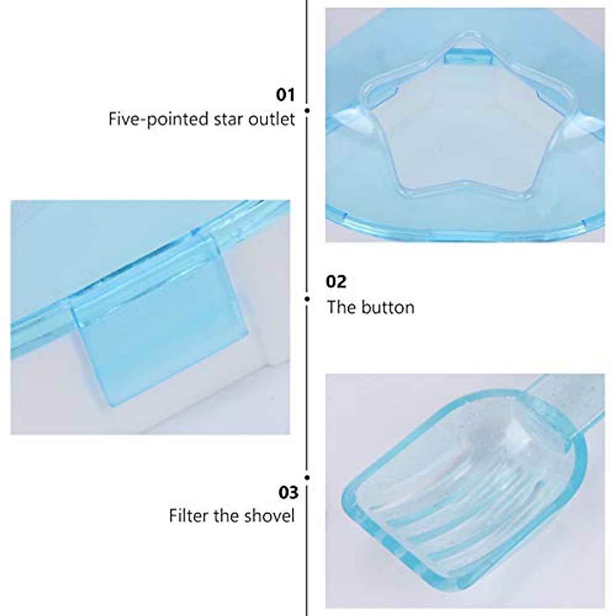POPETPOP Hamster Sand Bathroom Plastic Sand Bath Container with Scoop Hamster Bathroom Sauna Toilet Bathtub for Mouse Hamster Chinchilla Rat Gerbil (Blue)