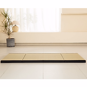MustMat Thick Tatami Mat Twin XL Floor Mattress Japanese Tatami Bed with Storage Bag 39 x 80 x 2 in (Black)