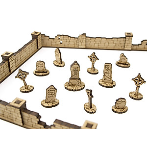 TowerRex Graveyard Crypt Cemetery D&D Terrain Buildings - DND Accessories for Dungeons & Dragons, Pathfinder, Warhammer, Tabletop Battle map Grid, Wargaming Terrain, Scenery for 32mm 28mm Miniatures