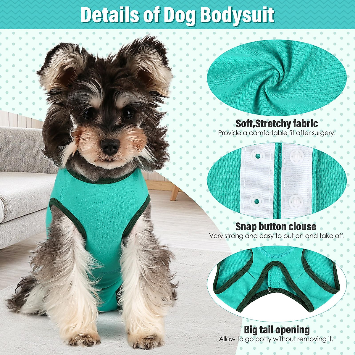 Due Felice 2 Packs Dog Surgery Recovery Suit Small Dogs Onesie for Surgery Female Male Dog Surgical Recovery Suit After Spayed Neuter Body Suit Anti-Licking Wounds Dog Cone Alternative