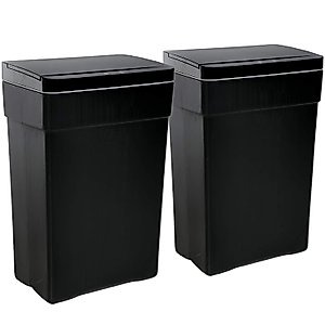 13 Gallon Trash Can Garbage Can Touch Free Automatic for Home Kitchen and Bathroom Garbage Plastic High-Capacity (Black)