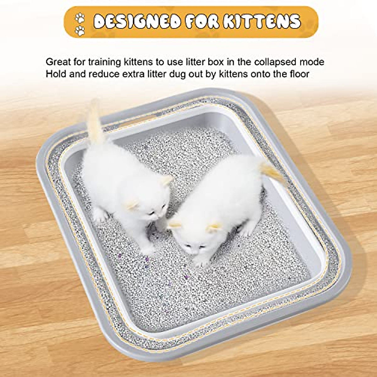 Maohegou Senior Three Legged Arthritic Low Entry Open Cat Litter Box for Sick Frail Handicap Disabled Cats, Older Elderly Corner Cat Litter Box (one Pack)