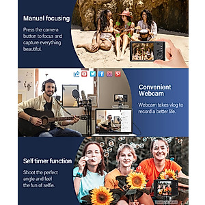 Digital Camera, Kids Camera with 32GB Card FHD 1080P 44MP Vlogging LCD Screen 16X Zoom Compact Portable Mini Rechargeable Gifts for Students Teens Adults Girls Boys