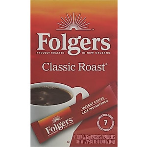 Folgers Classic Roast Instant Coffee Crystals, 7 Single Serve Packets