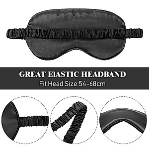 Silk Satin Sleeping Mask Eye Mask Set Include 2 Blindfold Eyeshade Elastic Strap Double Layer Silk Filling Eye Cover 2 Ear Plugs 2 Storage Bags for Women and Men Sleep Travel Nap (Black, Taro Purple)