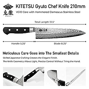 KITETSU Japanese chef knife made in Japan gyutou 8" Damascus VG10 SEKI city superior stainless blade 210mm