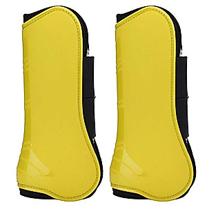 ViaGasaFamido 1 Pair Horse Support Boots, Open Front Jumping Tendon Horses Boots for Jumping Trail Riding and Turnout (Yellow)