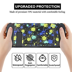 TIKOdirect Protective Case for Switch, Soft Full Skin Protective Cover with Pretty Cute Pattern, Silicone Slim Shockproof Back and Grip Case for Switch, Black