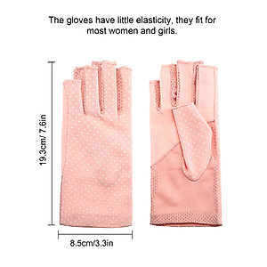 Maxdot Fingerless Gloves Non Slip UV Protection Driving Gloves Summer Outdoor Gloves for Women and Girls (Pink and Khaki,2 Pairs)