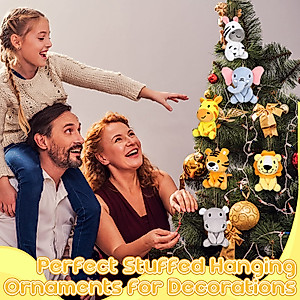 6 Pcs Mini Stuffed Forest Animals Jungle Bulk Plush Animal Toys 4 Inch Cute Plush Elephant Lion Giraffe for Baby Shower Christmas Birthday Gift Stuffer Animal Themed Party Decoration