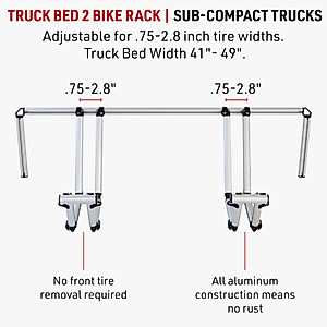 2 Bike Rack for Truck Bed -Ideal Fit for Sub-Compact Truck Models - 2 Standard Tire Bike Rack - Effortless Wheel Mount, Skip Front Tire Removal, Drill-Free Installation Ideas